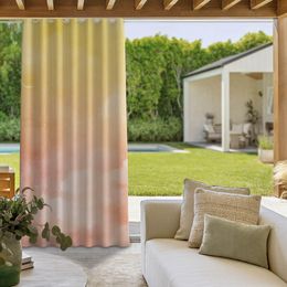 Outdoor Vorhang nach Ma&szlig; blickdicht - Wolkenhimmel Pastell - gelb originell modern Aquarell Himmel Balkon Pergola