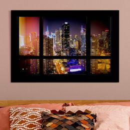 Akustikbild Fensterblick Manhattan bei Nacht