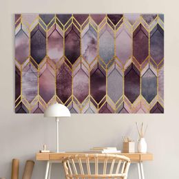 Bilderwelten Akustikbild originell rosa Abstrakt Aquarell - Glasmalerei geometrisch Ros&eacute; Gold - Geometrisch Wohnzimmer Schlafzimmer