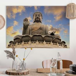 Bilderwelten Akustikbild Spirituell beige Motiv Schallschutzbild - Gro&szlig;er Buddha - Buddha Wohnzimmer Schlafzimmer
