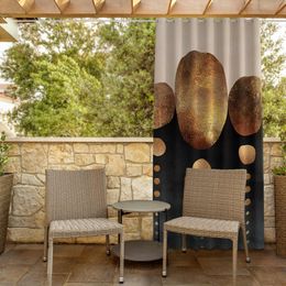 Bilderwelten Outdoor Vorhang nach Ma&szlig; blickdicht gold originell Abstrakt Aquarell - Abstrakte goldene Steine - wetterfest Balkon Pergola