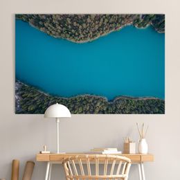 Bilderwelten Akustikbild Natur blau Motiv Schallschutzbild - Luftbild - Tiefblauer See - Landschaft Wohnzimmer Schlafzimmer