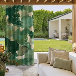 Bilderwelten Outdoor Vorhang nach Ma&szlig; blickdicht gr&uuml;n originell modern Aquarell - Bl&auml;tterdach - Punkte Balkon Pergola