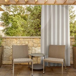 Outdoor Vorhang nach Ma&szlig; blickdicht - Am Strand - weiss originell modern mit &Ouml;sen wetterfest Balkon Pergola