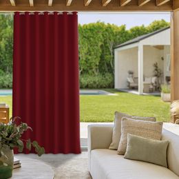 Outdoor Vorhang nach Ma&szlig; blickdicht - Amarena - rot Sonnenschutz Unifarben mit &Ouml;sen wetterfest Balkon Pergola