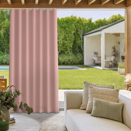 Outdoor Vorhang nach Ma&szlig; blickdicht - Blasses Pink - rosa Sonnenschutz Unifarben mit &Ouml;sen wetterfest Balkon Pergola