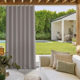Outdoor Vorhang nach Ma&szlig; blickdicht - Achatgrau - grau Sonnenschutz Unifarben mit &Ouml;sen wetterfest Balkon Pergola