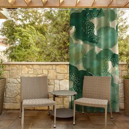Outdoor Vorhang nach Ma&szlig; blickdicht - Bl&auml;tterdach - gr&uuml;n originell modern Aquarell Punkte Balkon Pergola