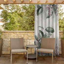 Bilderwelten Outdoor Vorhang nach Ma&szlig; blickdicht gr&uuml;n Blumen Tropisch Aquarell - Botanik in Pastell Gr&uuml;n & Rosa - Pflanzen Balkon Pergola