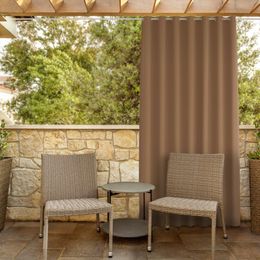 Outdoor Vorhang nach Ma&szlig; blickdicht - Beige - beige Sonnenschutz Unifarben mit &Ouml;sen wetterfest Balkon Pergola