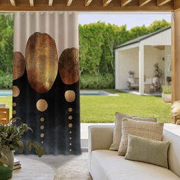 Outdoor Vorhang nach Ma&szlig; blickdicht - Abstrakte goldene Steine - gold originell Abstrakt Aquarell wetterfest Balkon Pergola