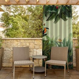 Outdoor Vorhang nach Ma&szlig; blickdicht - Vintage Bunter Dschungel - bunt Blumen Tropisch mit &Ouml;sen Pflanzen Balkon Pergola