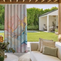 Bilderwelten Outdoor Vorhang nach Ma&szlig; blickdicht pastell originell modern Aquarell - Aquarell Pastell Bunt mit Gold - wetterfest Balkon Pergola