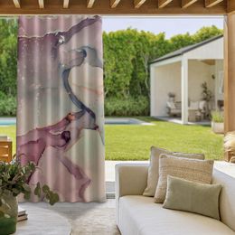 Bilderwelten Outdoor Vorhang nach Ma&szlig; blickdicht pastell originell modern Aquarell - Aquarell Pastell Rosa mit Gold - wetterfest Balkon Pergola