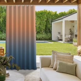 Outdoor Vorhang nach Ma&szlig; blickdicht - Sonnenaufgang Farbverlauf - orange Sonnenschutz Abstrakt mit &Ouml;sen wetterfest Balkon Pergola