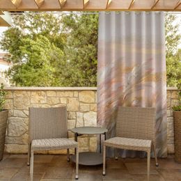 Bilderwelten Outdoor Vorhang nach Ma&szlig; blickdicht beige originell Abstrakt mit &Ouml;sen - Aquarell Pampasgras - Gr&auml;ser Balkon Pergola