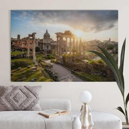 Bilderwelten Akustikbild Stadt orange Motiv Schallschutzbild - Forum Romanum bei Sonnenaufgang - Architektur Wohnzimmer Schlafzimmer
