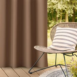 Bilderwelten Outdoor Vorhang nach Ma&szlig; blickdicht beige Sonnenschutz Unifarben mit &Ouml;sen - Beige - wetterfest Balkon Pergola