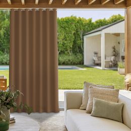 Outdoor Vorhang nach Ma&szlig; blickdicht - Awesome Anis - braun Sonnenschutz Unifarben mit &Ouml;sen wetterfest Balkon Pergola