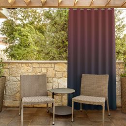 Outdoor Vorhang nach Ma&szlig; blickdicht - Sonnenuntergang Farbverlauf - blau Sonnenschutz Abstrakt mit &Ouml;sen wetterfest Balkon Pergola