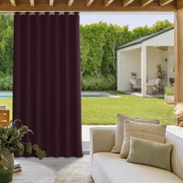 Outdoor Vorhang nach Ma&szlig; blickdicht - Aubergine - violett Sonnenschutz Unifarben mit &Ouml;sen wetterfest Balkon Pergola