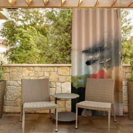 Bilderwelten Outdoor Vorhang nach Ma&szlig; blickdicht beige originell Abstrakt mit &Ouml;sen - Tiefer Bach - wetterfest Balkon Pergola