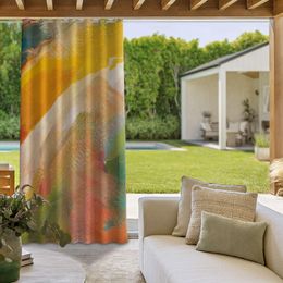 Outdoor Vorhang nach Ma&szlig; blickdicht - Auf der Sonnenseite - bunt originell Abstrakt mit &Ouml;sen wetterfest Balkon Pergola