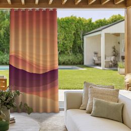 Outdoor Vorhang nach Ma&szlig; blickdicht - W&auml;rmender Farbverlauf - orange Sonnenschutz Abstrakt mit &Ouml;sen wetterfest Balkon Pergola
