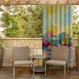 Outdoor Vorhang nach Ma&szlig; blickdicht - Bunte Landschaft - bunt Natur Abstrakt mit &Ouml;sen Landschaft Balkon Pergola