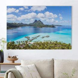 Bilderwelten Akustikbild Strand blau Motiv Schallschutzbild - Inselparadies II - Frankreich Wohnzimmer Schlafzimmer
