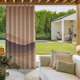 Outdoor Vorhang nach Ma&szlig; blickdicht - Beiger Farbverlauf - braun Sonnenschutz Abstrakt mit &Ouml;sen wetterfest Balkon Pergola