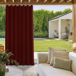 Outdoor Vorhang nach Ma&szlig; blickdicht - Dunkel Rot - rot Sonnenschutz Unifarben mit &Ouml;sen wetterfest Balkon Pergola