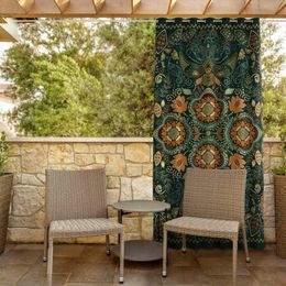 Outdoor Vorhang nach Ma&szlig; blickdicht - Detailliertes Boho Muster in Gr&uuml;n - gr&uuml;n Spirituell Orientalisch mit &Ouml;sen Paisley Balkon Pergola
