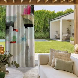 Outdoor Vorhang nach Ma&szlig; blickdicht - Bunte Wasserf&auml;lle II - beige originell Abstrakt mit &Ouml;sen wetterfest Balkon Pergola
