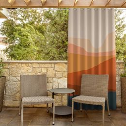 Outdoor Vorhang nach Ma&szlig; blickdicht - Bunte Berge am Abend - bunt originell modern mit &Ouml;sen wetterfest Balkon Pergola