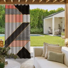 Bilderwelten Outdoor Vorhang nach Ma&szlig; blickdicht rosa originell Abstrakt Aquarell - Geometrie Rosa und Gold - Geometrisch Balkon Pergola