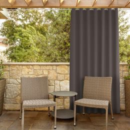 Outdoor Vorhang nach Ma&szlig; blickdicht - Dunkelgrau - grau Sonnenschutz Unifarben mit &Ouml;sen wetterfest Balkon Pergola