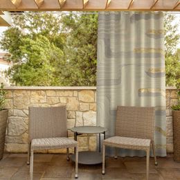 Outdoor Vorhang nach Ma&szlig; blickdicht - Chenille III - beige originell Orientalisch mit &Ouml;sen Geometrisch Balkon Pergola