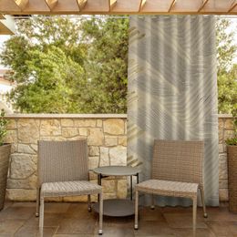 Outdoor Vorhang nach Ma&szlig; blickdicht - Chenille IV - beige originell Orientalisch mit &Ouml;sen Geometrisch Balkon Pergola