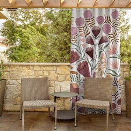 Bilderwelten Outdoor Vorhang nach Ma&szlig; blickdicht rosa Blumen Illustration Aquarell - Claudia Voglhuber - Blumenmeer - wetterfest Balkon Pergola