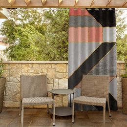 Outdoor Vorhang nach Ma&szlig; blickdicht - Geometrie Rosa und Gold - rosa originell Abstrakt Aquarell Geometrisch Balkon Pergola