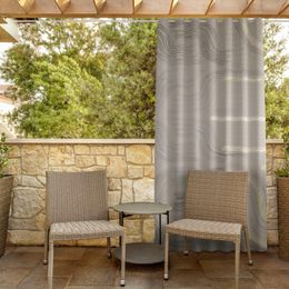 Bilderwelten Outdoor Vorhang nach Ma&szlig; blickdicht beige originell Orientalisch mit &Ouml;sen - Chenille II - Geometrisch Balkon Pergola
