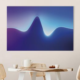Bilderwelten Akustikbild Spr&uuml;che blau Neon Art Schallschutzbild - Lichtwelle auf Blau - Spr&uuml;che Wohnzimmer Schlafzimmer