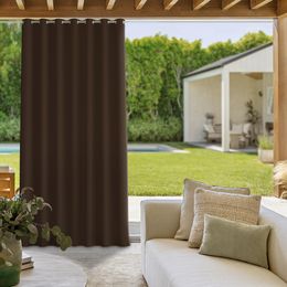 Outdoor Vorhang nach Ma&szlig; blickdicht - Cacao - braun Sonnenschutz Unifarben mit &Ouml;sen wetterfest Balkon Pergola