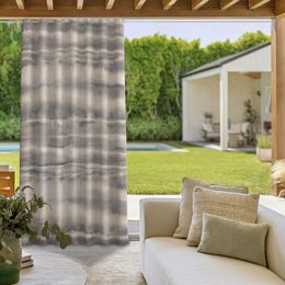 Bilderwelten Outdoor Vorhang nach Ma&szlig; blickdicht beige Natur modern Aquarell - Aquarell Nebel Streifen - Landschaft Balkon Pergola