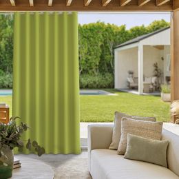 Outdoor Vorhang nach Ma&szlig; blickdicht - Fr&uuml;hlingsgr&uuml;n - gr&uuml;n Sonnenschutz Unifarben mit &Ouml;sen wetterfest Balkon Pergola