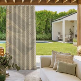 Bilderwelten Outdoor Vorhang nach Ma&szlig; blickdicht beige originell Orientalisch mit &Ouml;sen - Chenille IV - Geometrisch Balkon Pergola