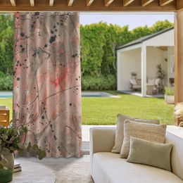 Outdoor Vorhang nach Ma&szlig; blickdicht - Err&ouml;ten I - rosa originell Abstrakt mit &Ouml;sen wetterfest Balkon Pergola