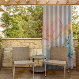 Outdoor Vorhang nach Ma&szlig; blickdicht - Aquarell Pastell Bunt mit Gold - pastell originell modern Aquarell wetterfest Balkon Pergola