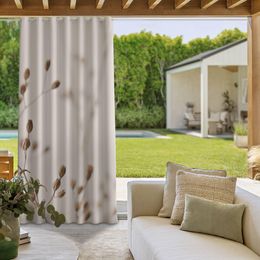 Bilderwelten Outdoor Vorhang nach Ma&szlig; blickdicht beige Sonnenschutz Tropisch mit &Ouml;sen - Zarte Knospen am Wildblumenzweig - Gr&auml;ser Balkon Pergola